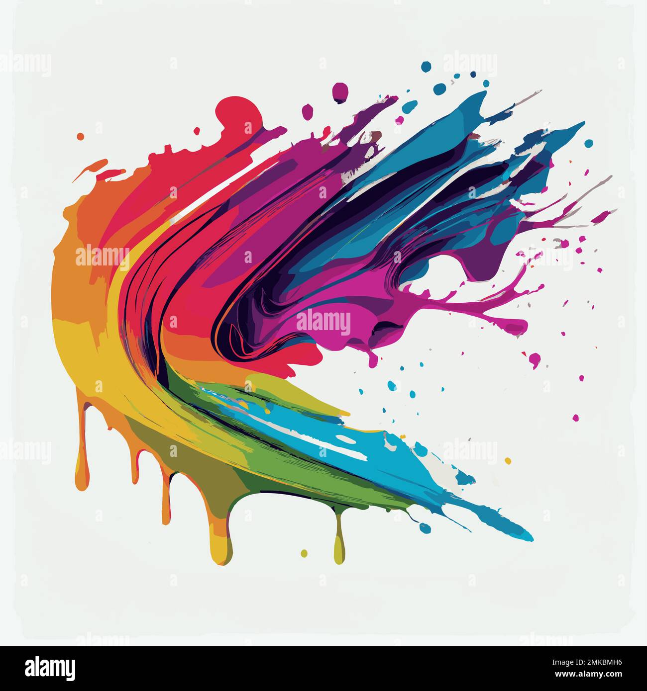 Smears, stains of colored paint on a white background, multicolored ...