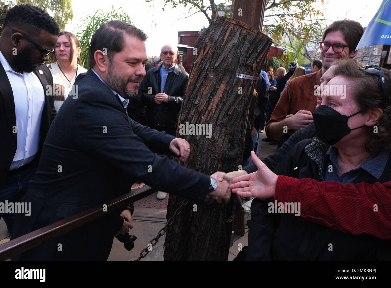 Tucson, Arizona, USA. 28th Jan, 2023. Congressman Ruben Gallego holds ...
