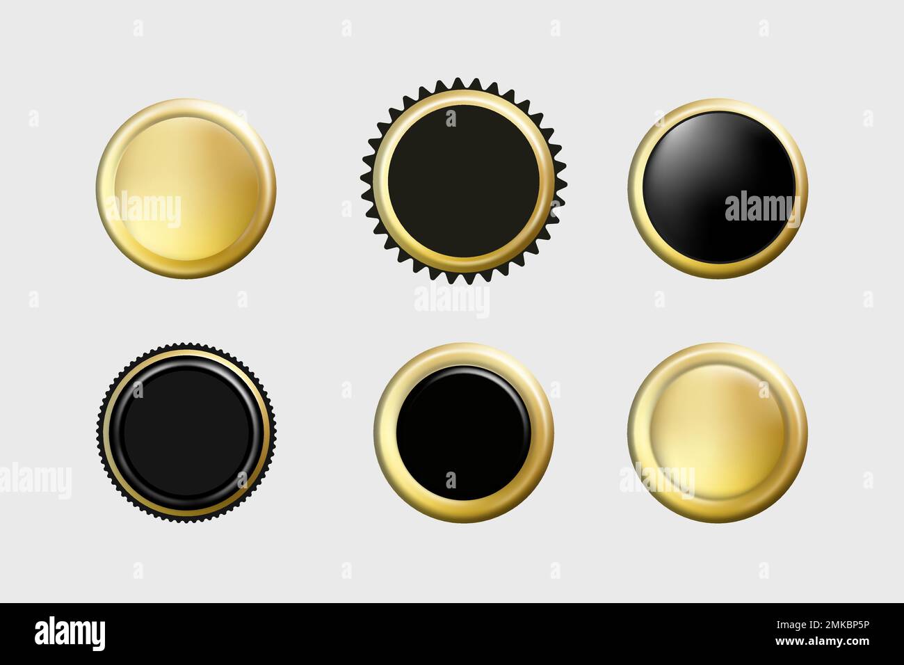 Gold vector stamp label icon. Badge sign design set, seal sticker ...