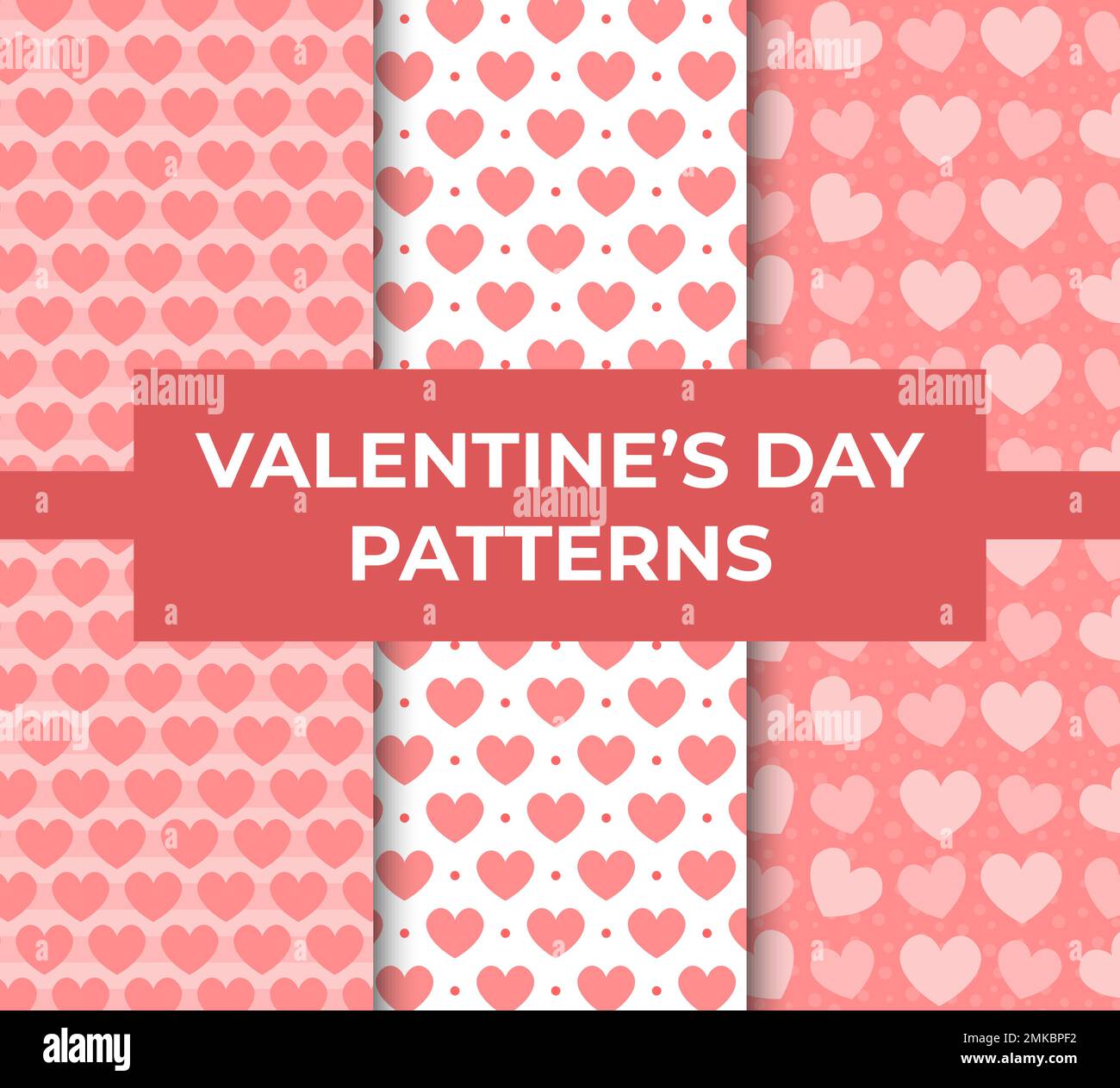 Set Of Valentines Patterns For Package With Hearts In Pink Colors ...
