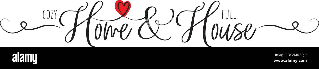 Cozy home and full house, vector. Stencil art design isolated on white ...