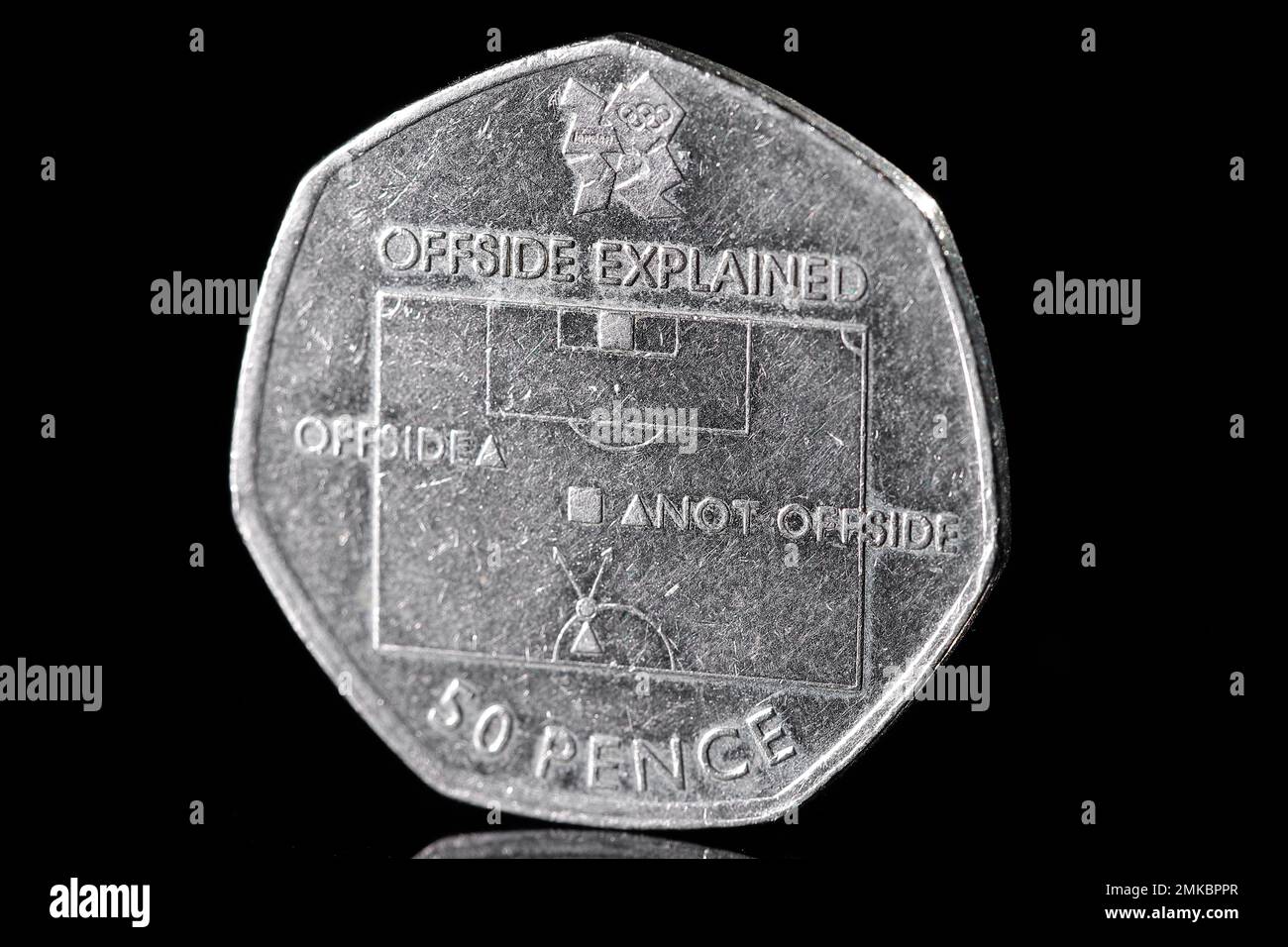 A collectable UK Olympic 50p coin featuiring Offside Explained Stock ...