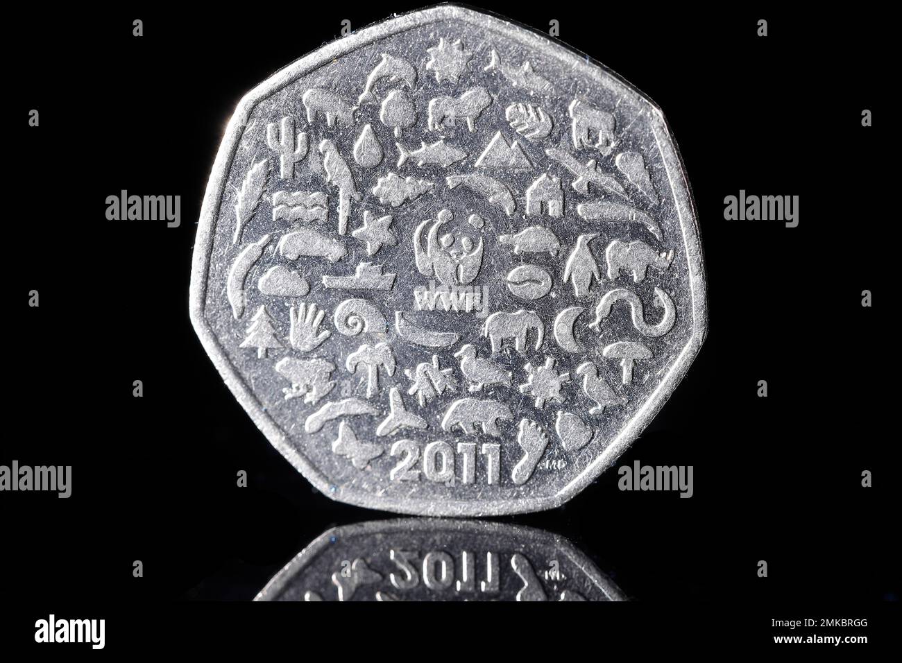 A 50p coin commemorating 50 years of the Worldwide Wildlife Fund (WWF ...