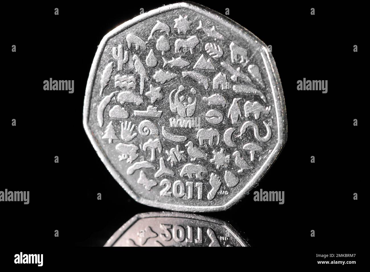 A 50p coin commemorating 50 years of the Worldwide Wildlife Fund (WWF ...