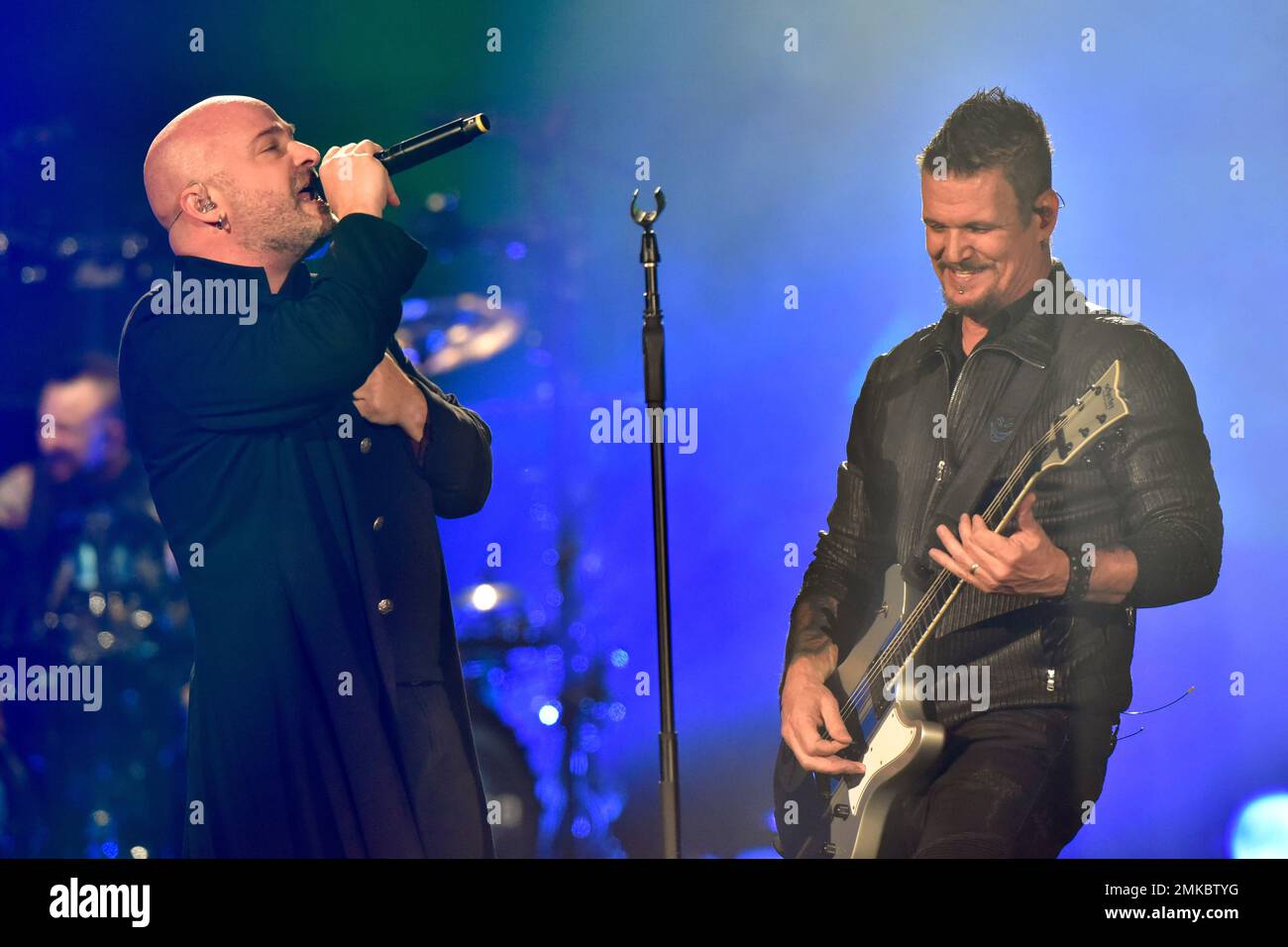 David Draiman and Dan Donegan of the band Disturbed perform at the ...