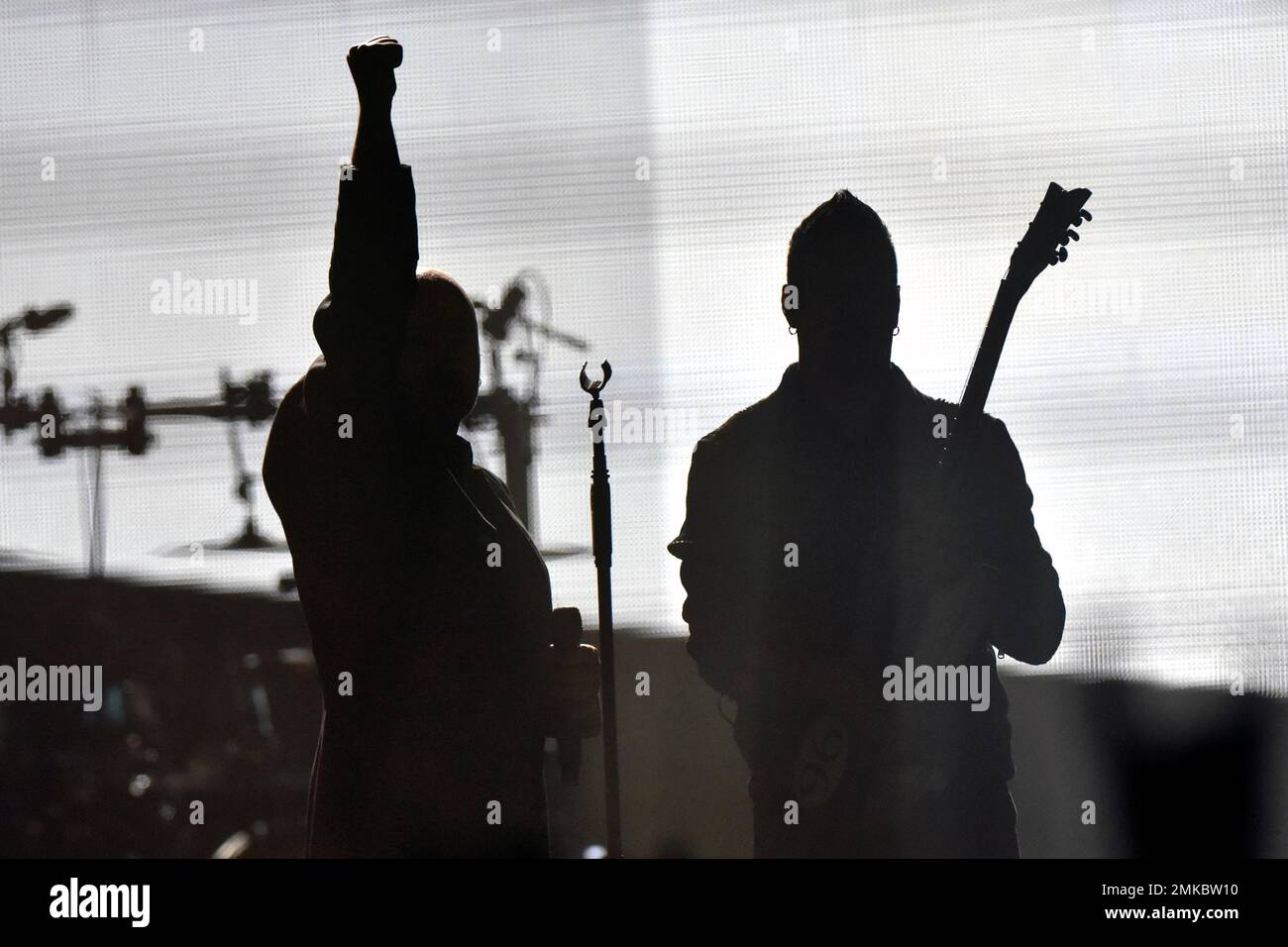 David Draiman and Dan Donegan of the band Disturbed perform at the ...