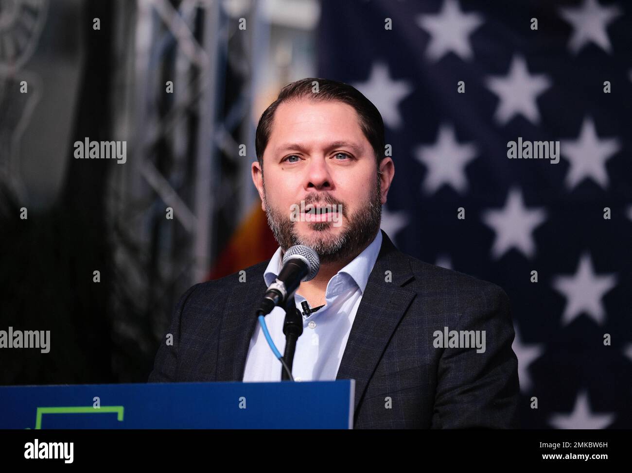 Tucson, Arizona, USA. 28th Jan, 2023. Congressman Ruben Gallego holds ...