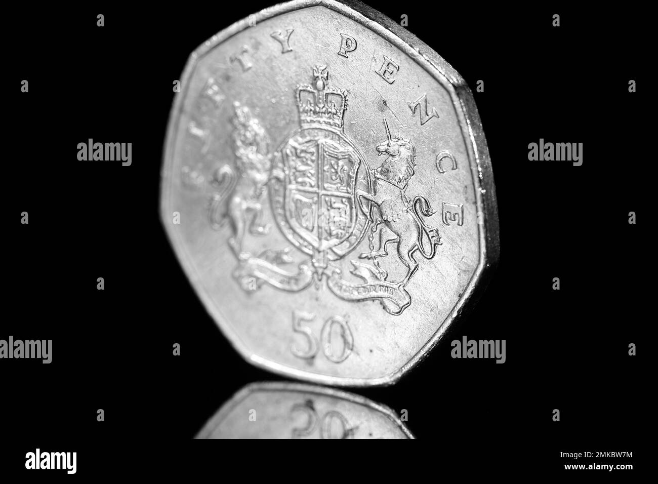Reverse side of a 50p coin issued in 2013 by the Royal Mint to ...