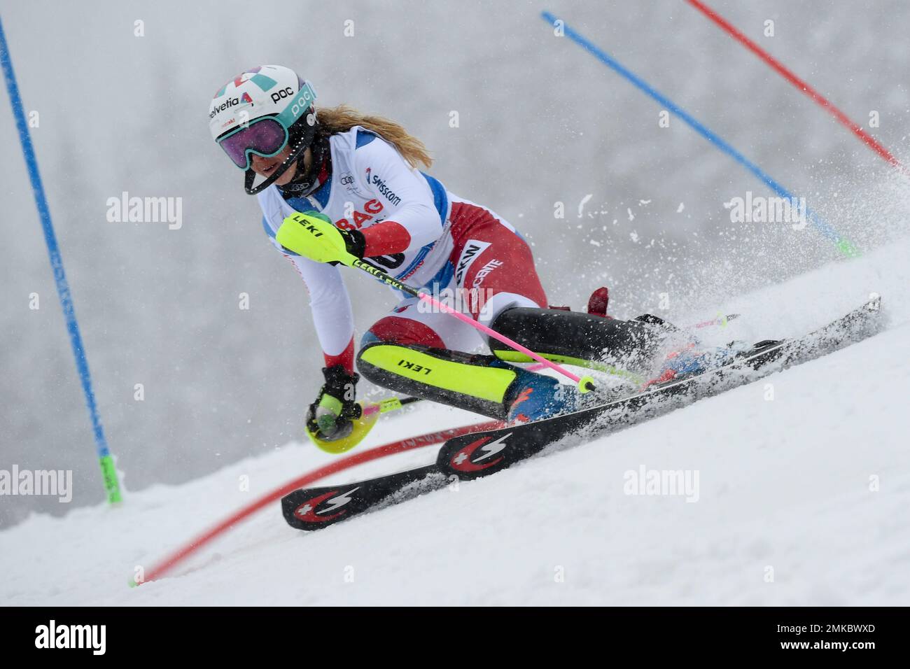 Switzerland's Aline Danioth speeds down the course during an Alpine ...
