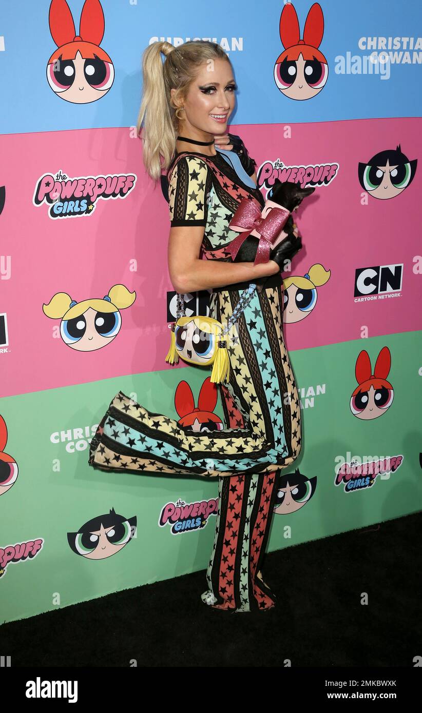 Paris Hilton arrives at the Christian Cowan x The Powerpuff Girls ...