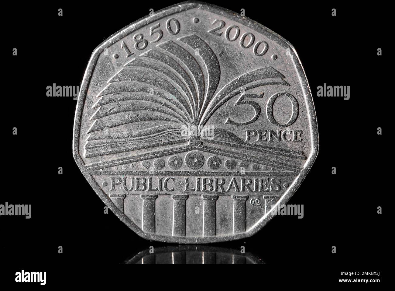 Year 2000 50p coin commemorating 150 years of the Public Library Stock ...