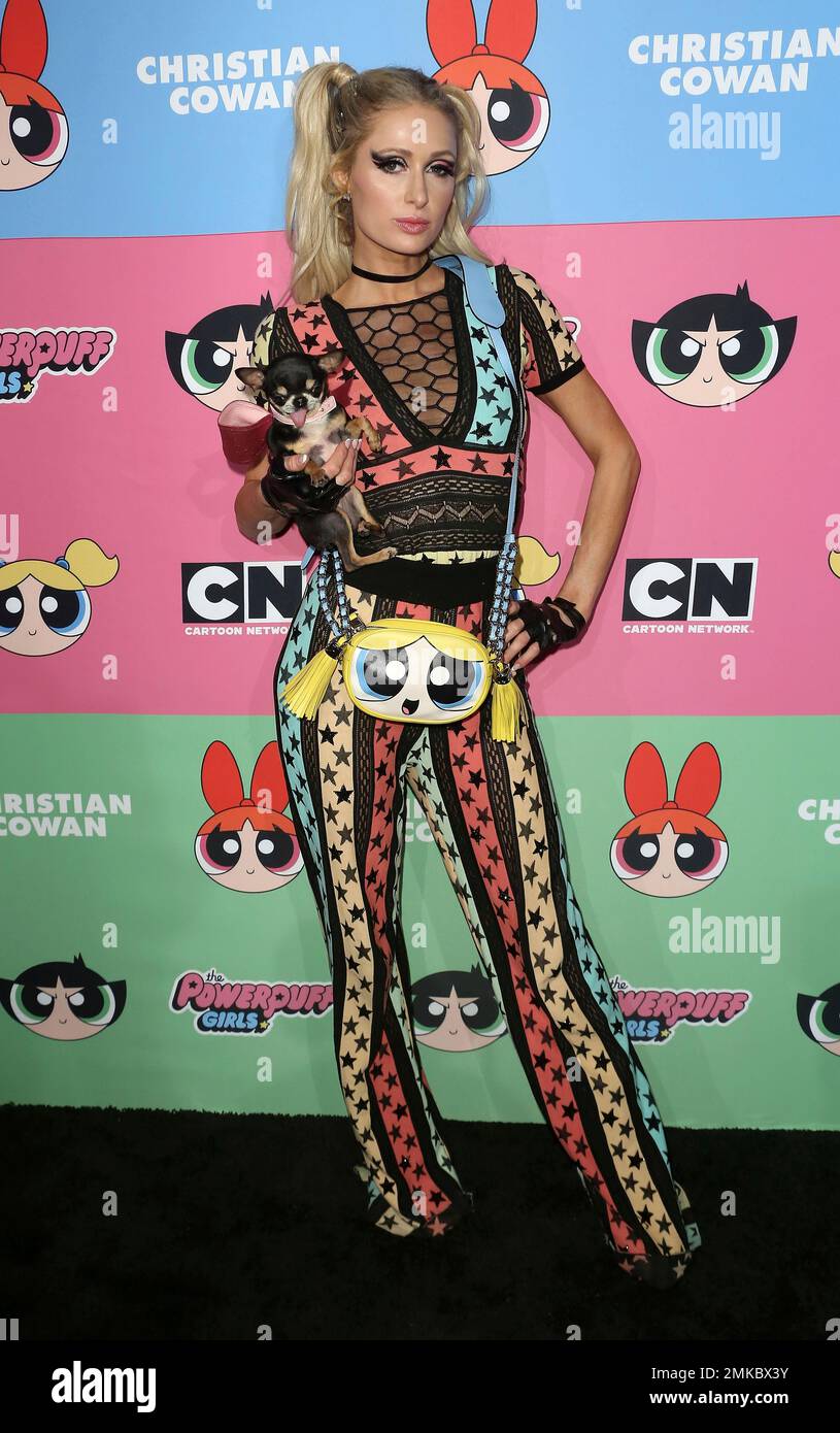 Paris Hilton arrives at the Christian Cowan x The Powerpuff Girls ...