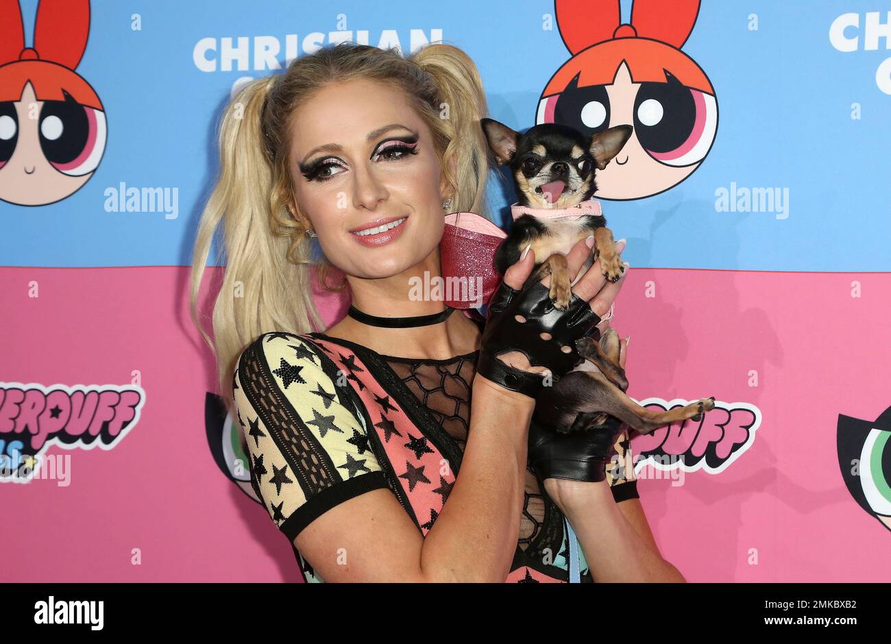 Paris Hilton arrives at the Christian Cowan x The Powerpuff Girls ...