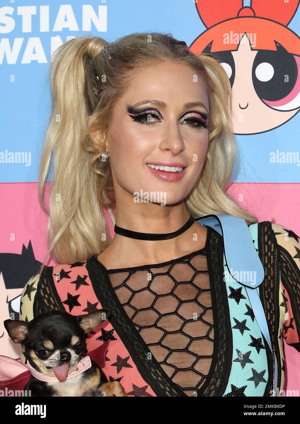 Paris Hilton arrives at the Christian Cowan x The Powerpuff Girls ...