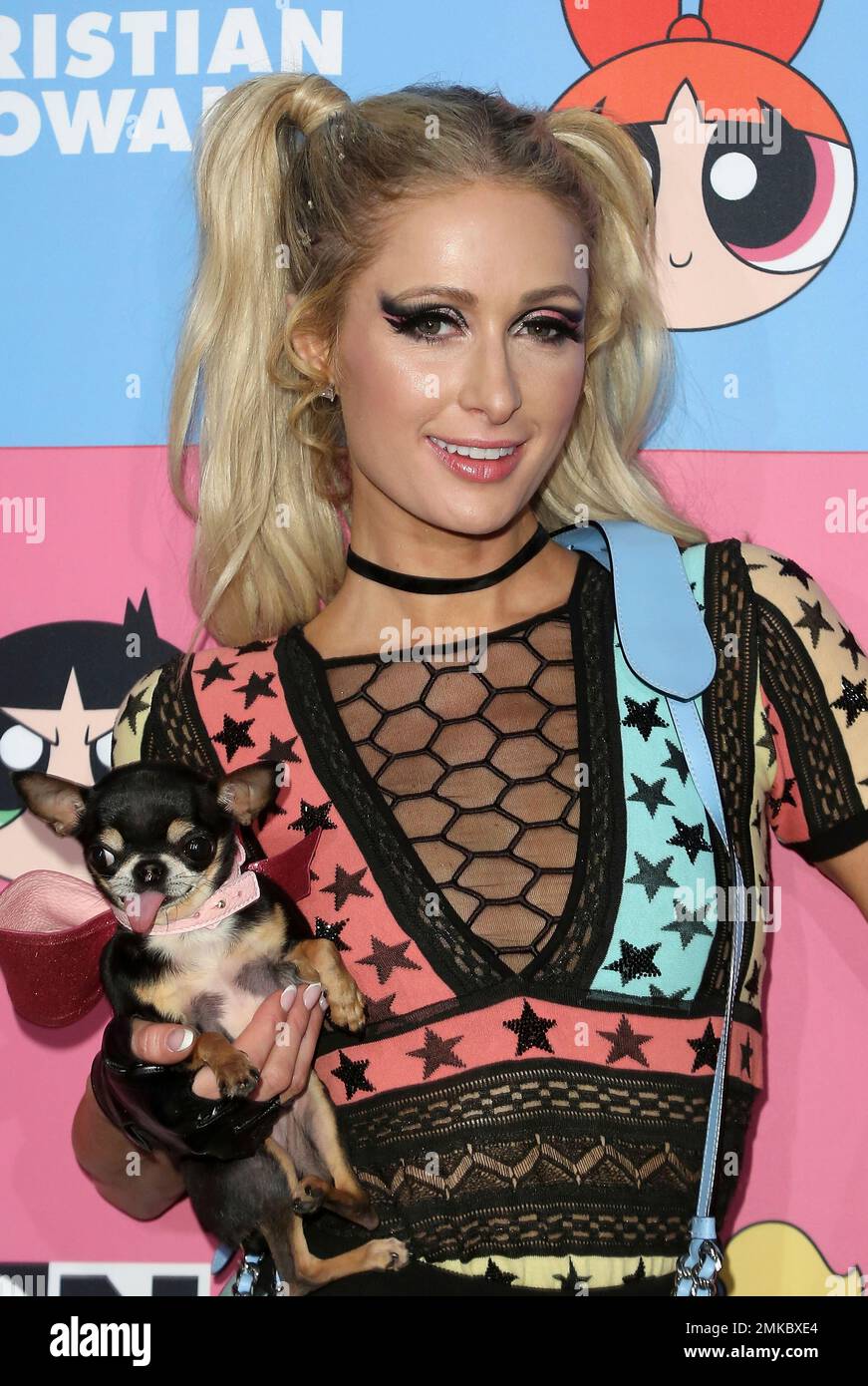 Paris Hilton arrives at the Christian Cowan x The Powerpuff Girls ...