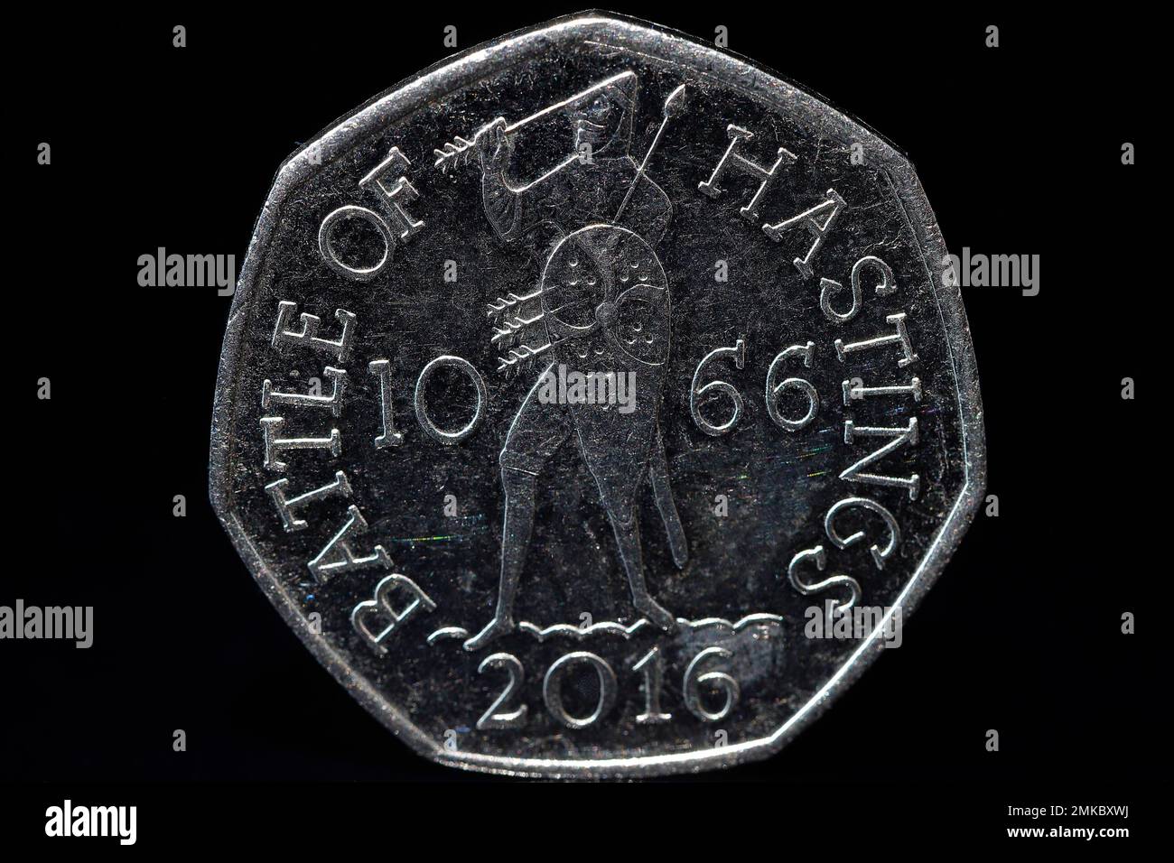 Reverse side of a 50p coin issued in 2013 commemorating the Battle of ...