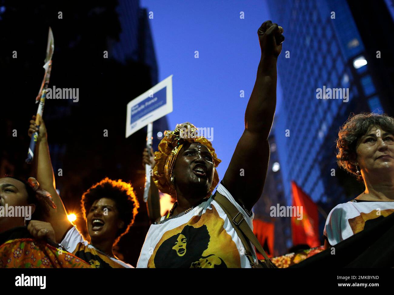 Women shout slogans during a march marking International Women's Day in ...