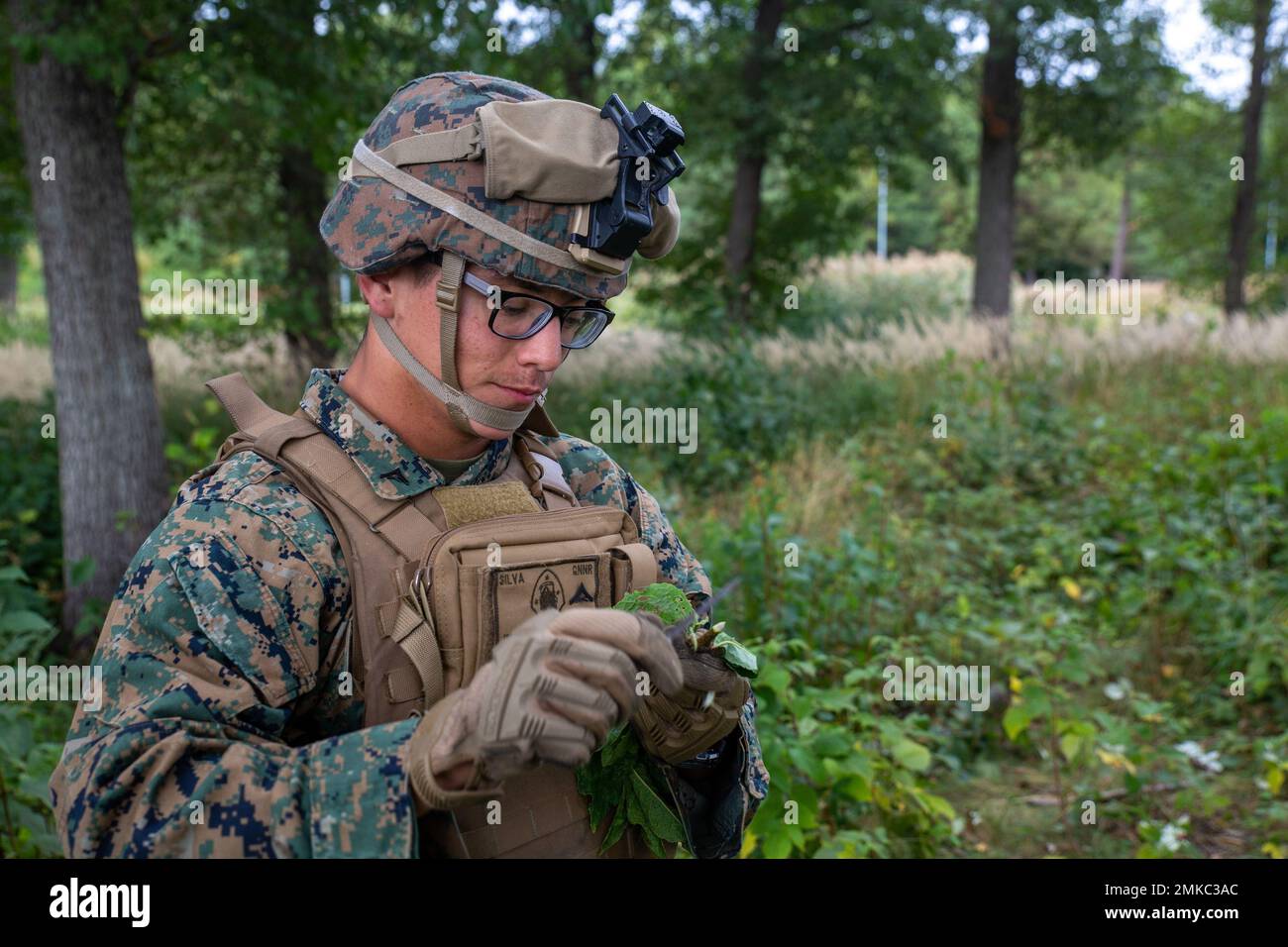 U.S. Marine Corps Lance Cpl. Julian Silva, a low altitude air defense ...