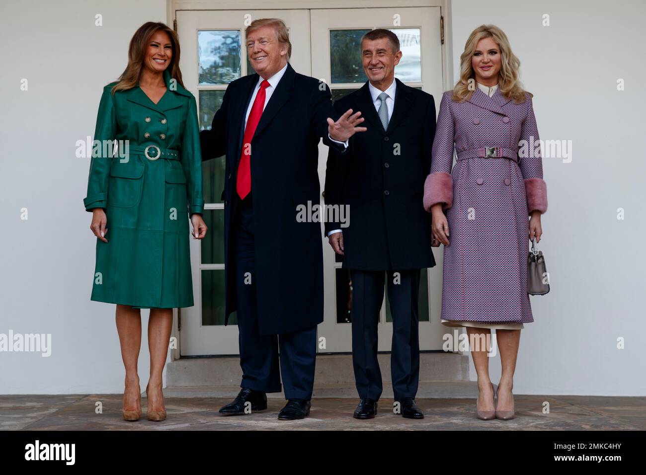 President Donald Trump and first lady Melania Trump pose for ...
