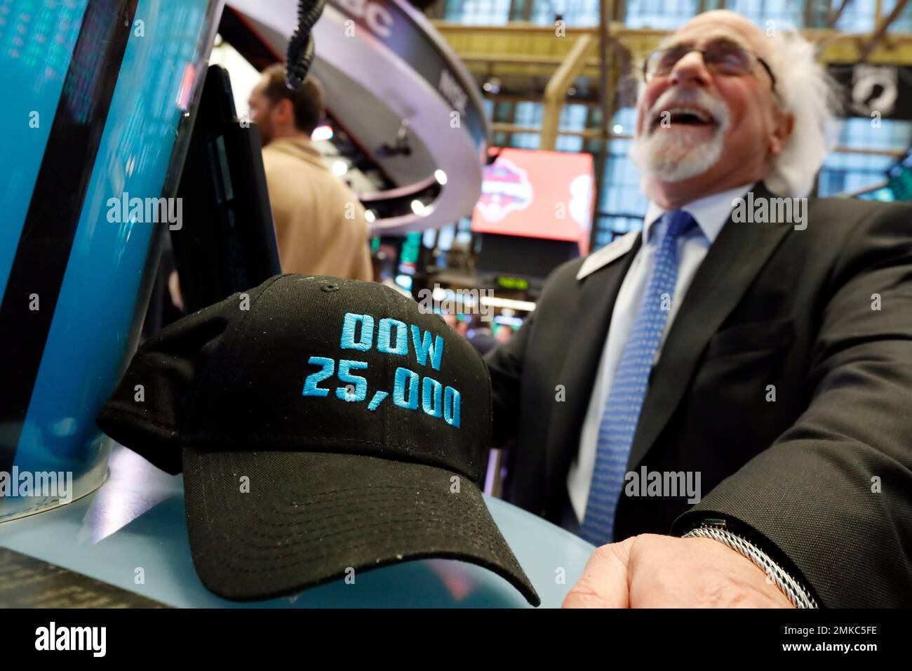 FILE- In this Jan. 30, 2019, file photo trader Peter Tuchman smiles as ...