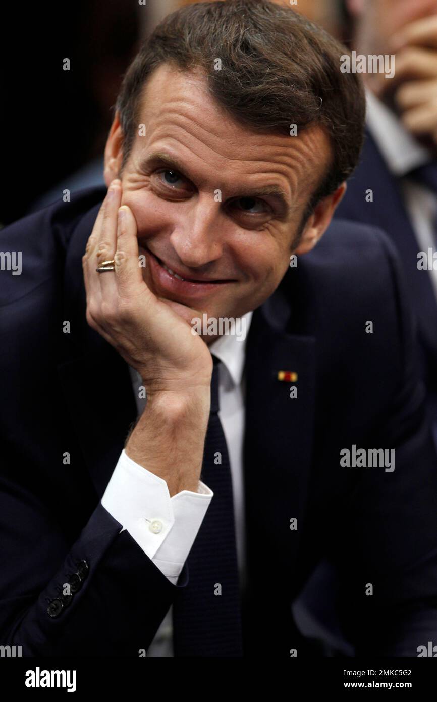 French President Emmanuel Macron attends a meeting as part of the ...