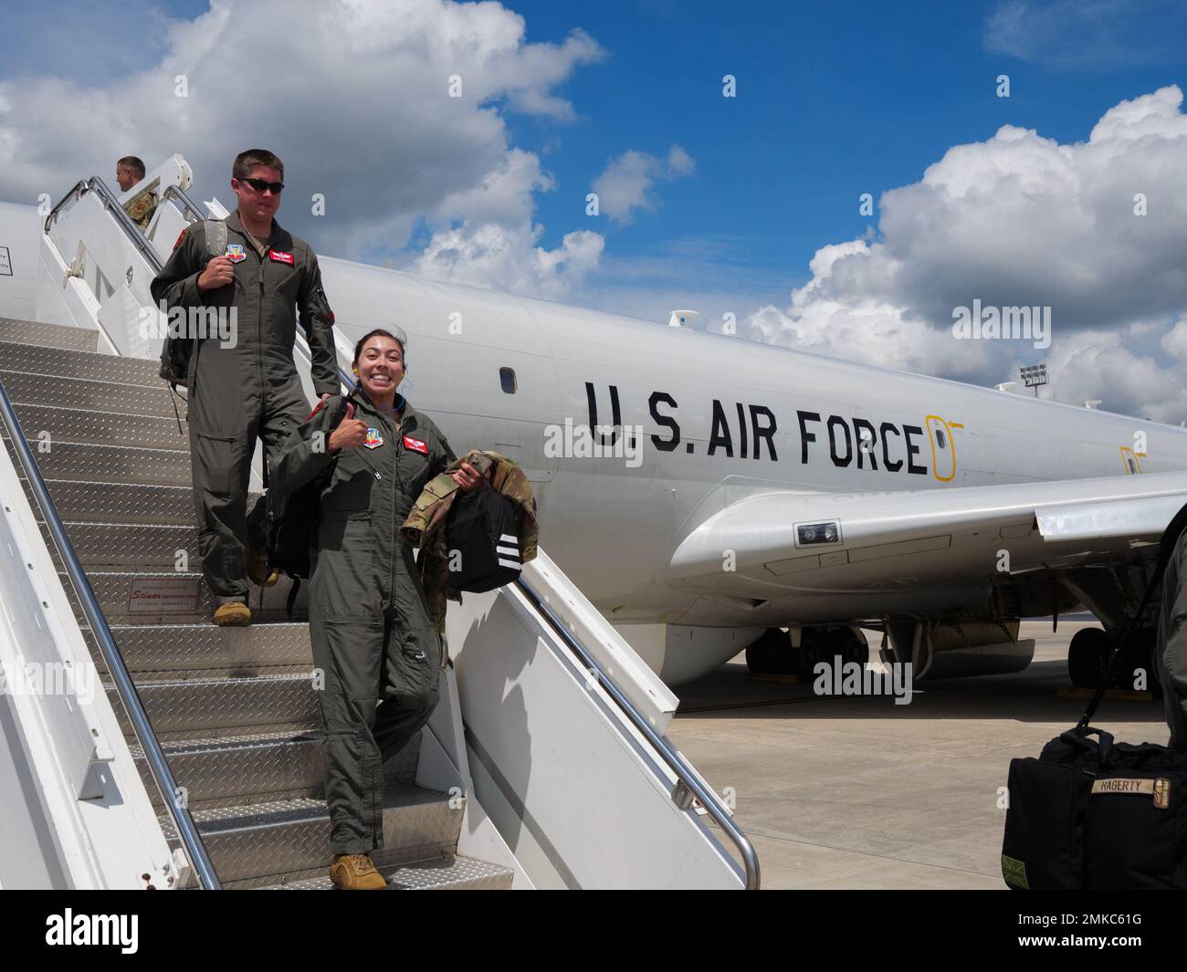U.S. Air Force E-8C Joint STARS aircrew members from the 116th Airborne ...