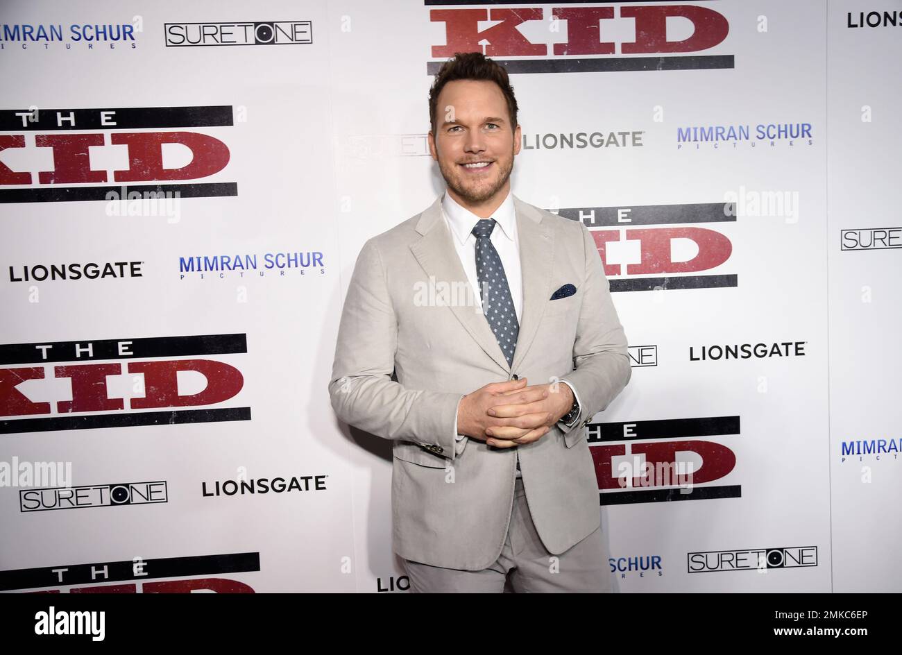 Chris Pratt, a cast member in "The Kid," poses at the premiere of the film at the ArcLight ...