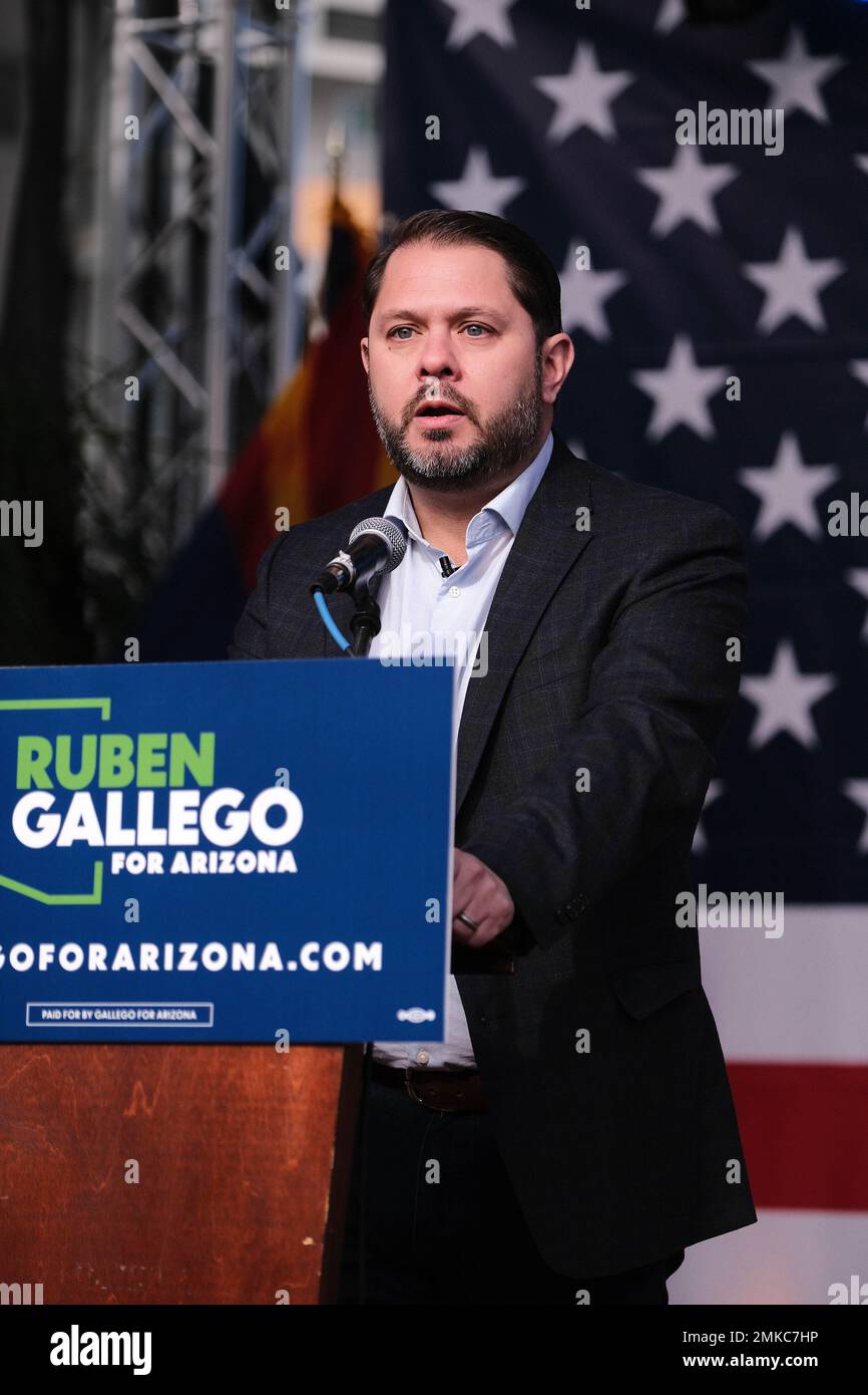 Tucson, Arizona, USA. 28th Jan, 2023. Congressman Ruben Gallego holds ...