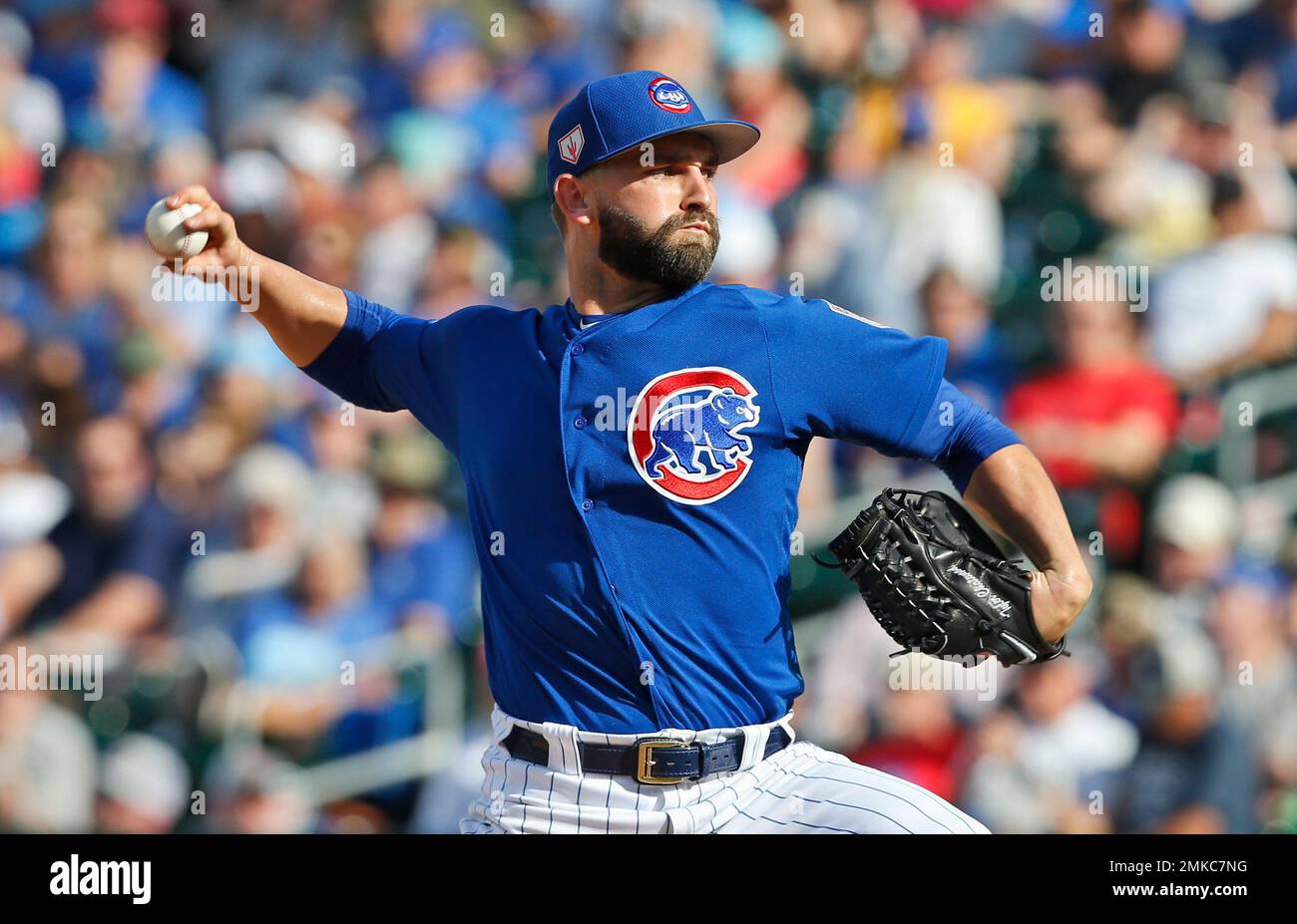 Chicago Cubs pitcher Tyler Chadwick pitches in the eighth inning of a ...