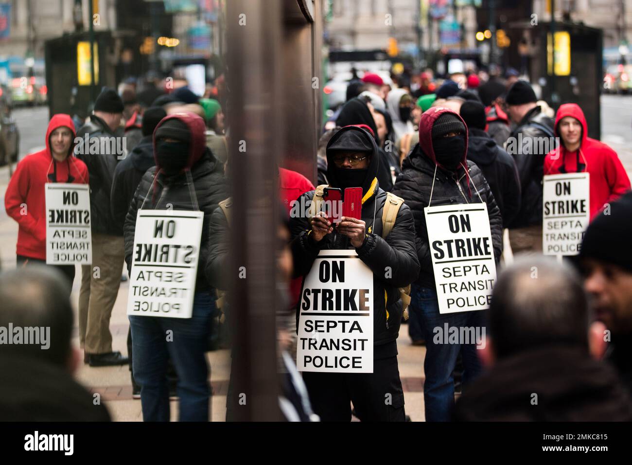 Philadelphia transit system police officers picket outside of the ...