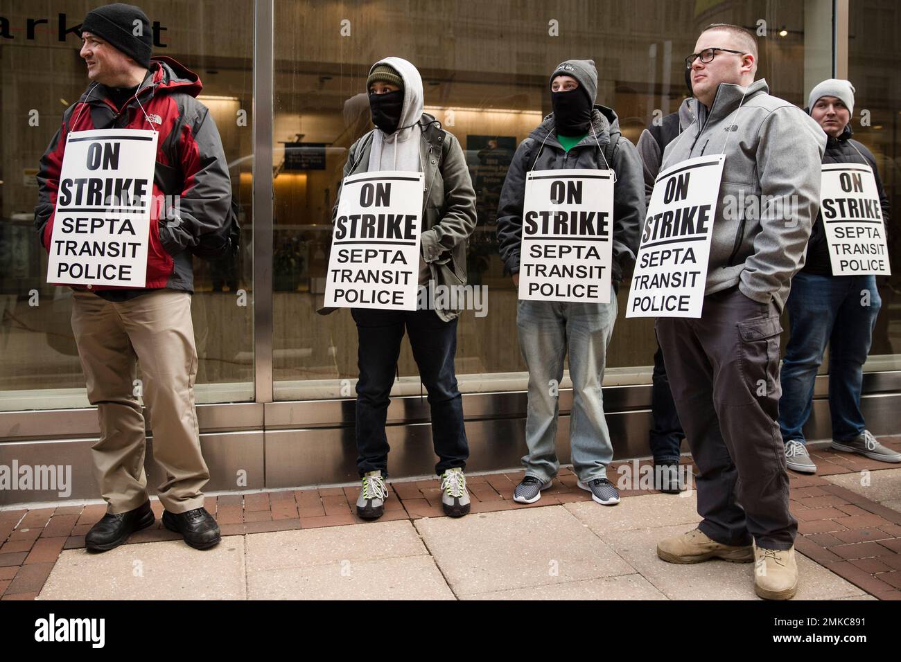 Philadelphia transit system police officers picket outside of the ...