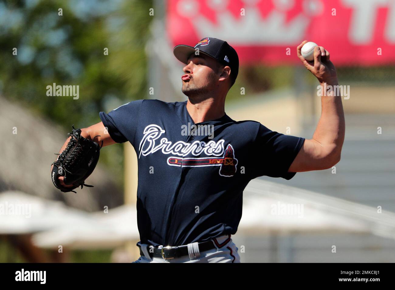 Atlanta Braves pitcher Kyle Muller (89) delivers to the Miami Marlins ...
