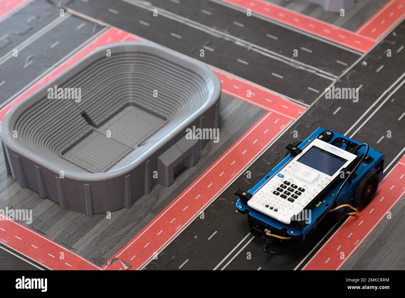 A robotic car, programmed by Parkville Middle School seventh-graders ...