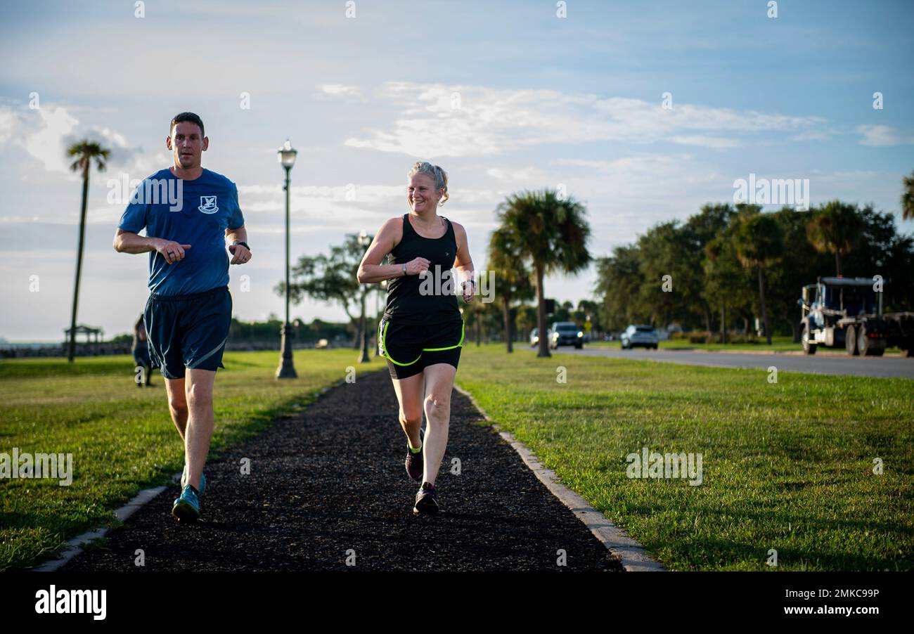 U.S. Air Force Lt. Col. Brian Rutt, 6th Security Forces Commander, runs ...