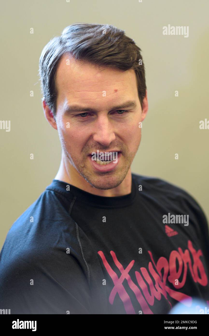 Nebraska inside linebackers coach Barrett Ruud is seen during media ...