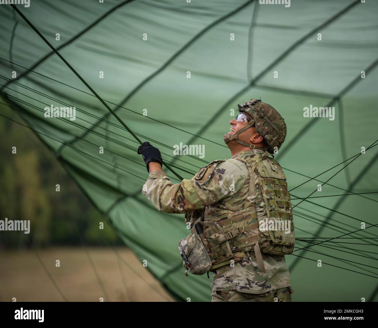 A U.S. Army paratrooper assigned to 4th Battalion, 319th Airborne Field ...