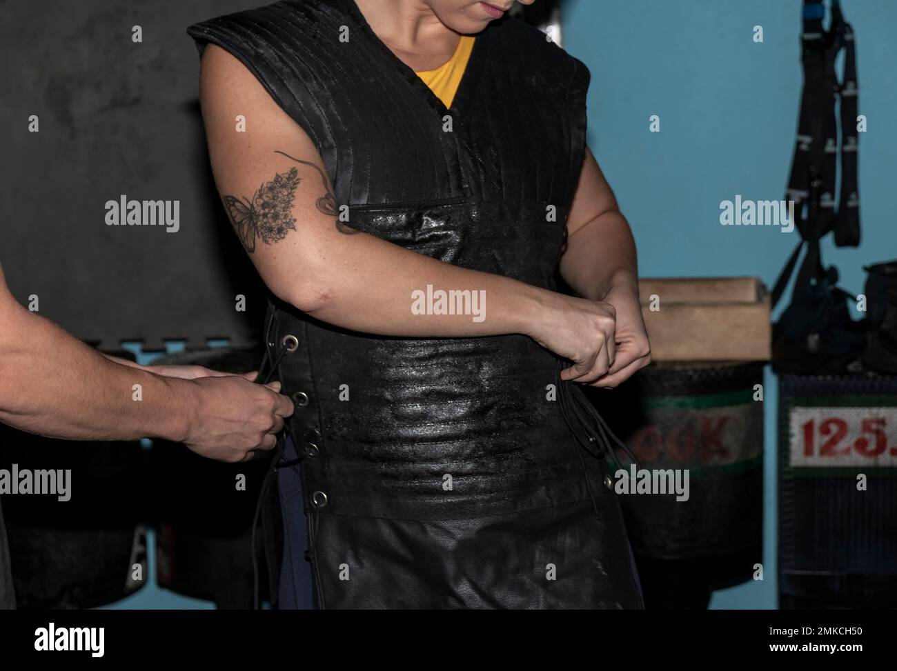preparing to lift stone. Rural sport of the Basque Country Stock Photo ...