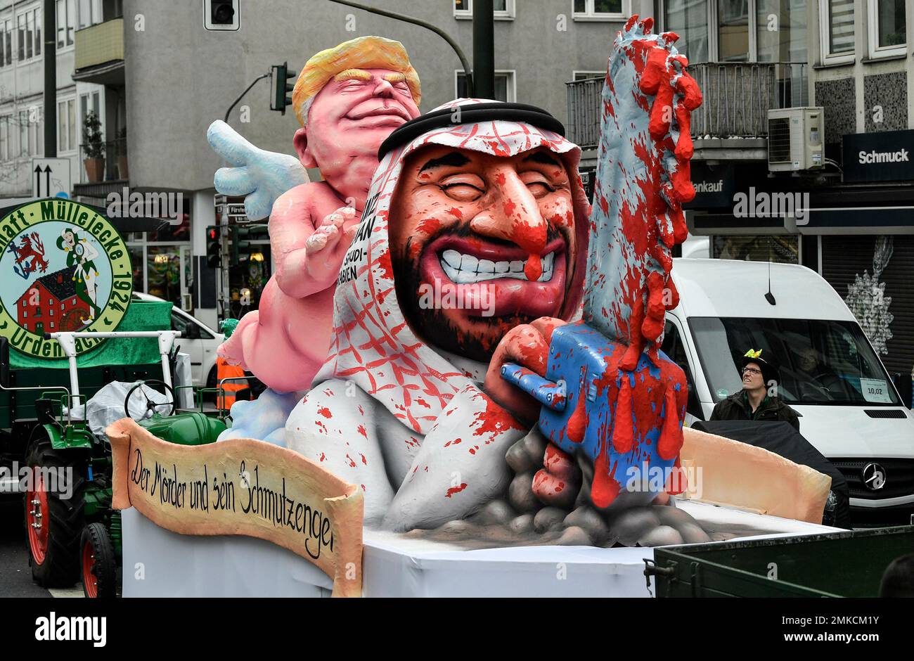 A carnival float depicts President Donald Trump as an angel of peace ...