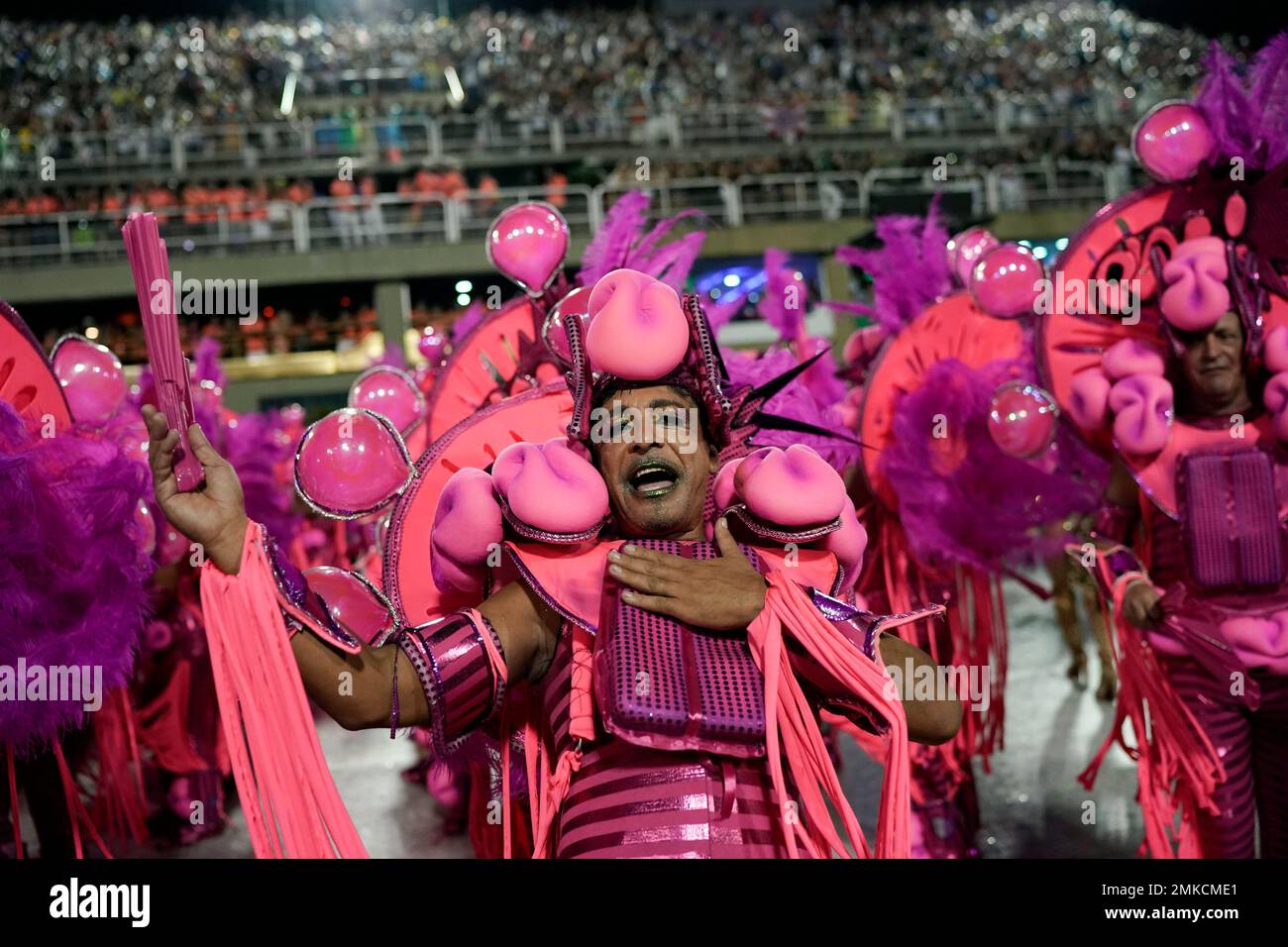 A performer from the Academicos do Grande Rio samba school parades ...