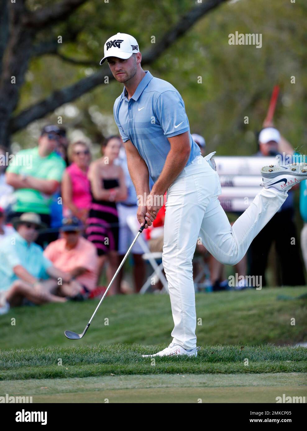 Wyndham Clark reacts to his putt on the 10th hole during the final ...
