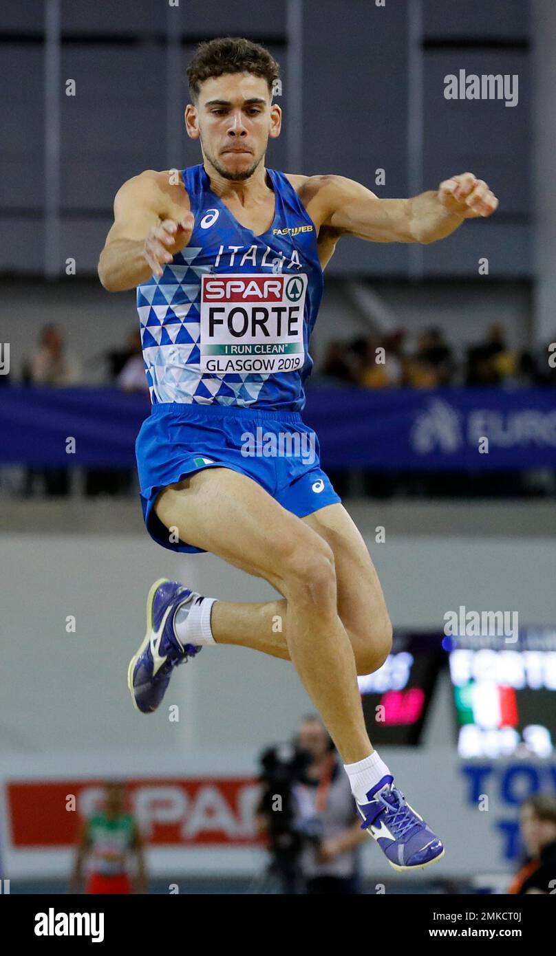 Simone Forte of Italy makes an attempt in the men's triple jump final ...