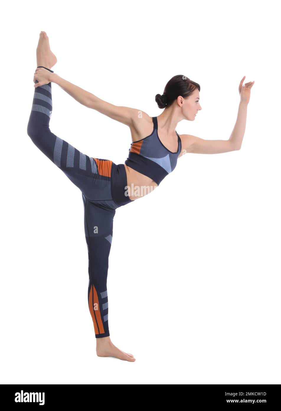 Professional young acrobat exercising on white background Stock Photo ...