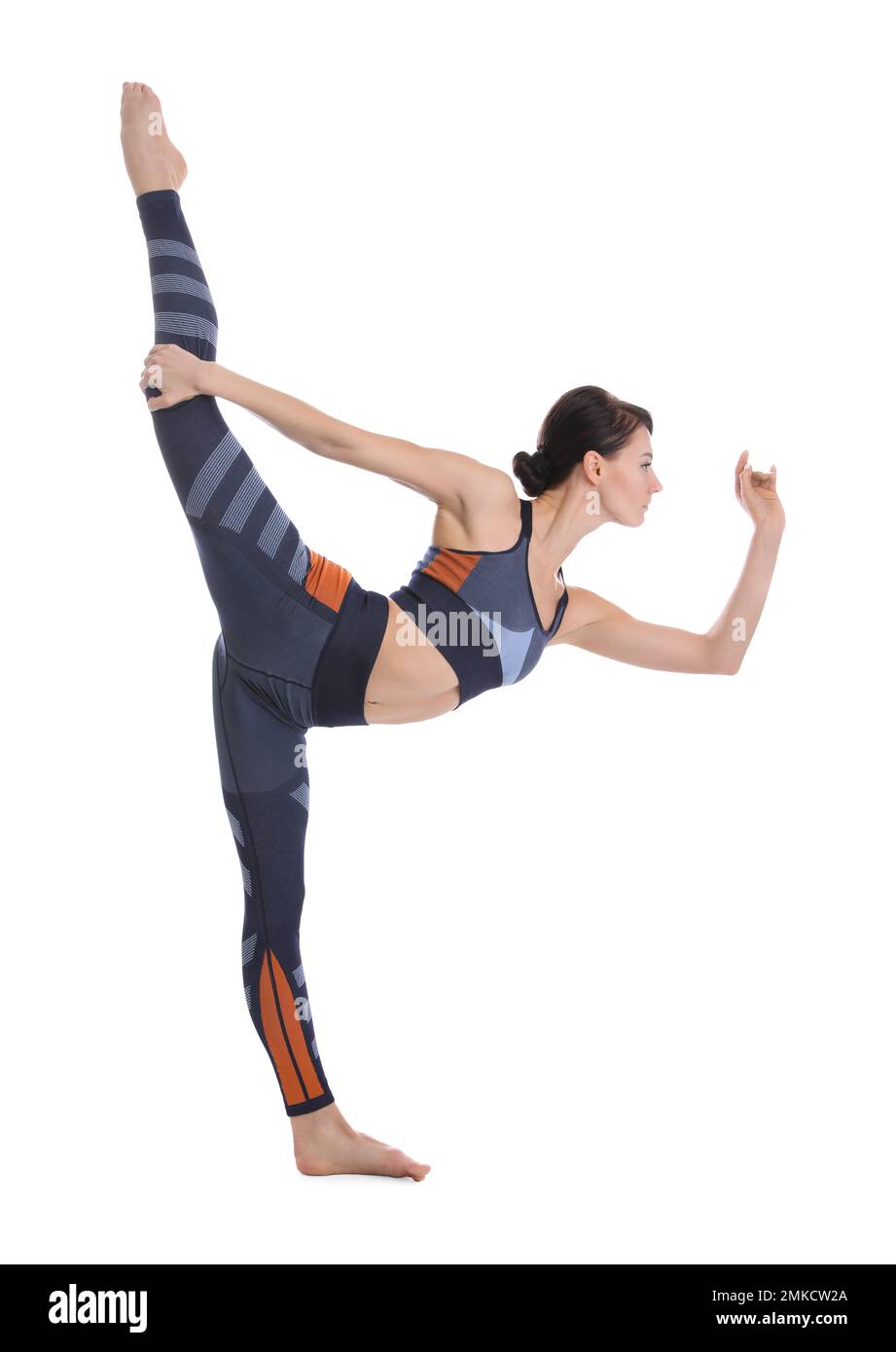 Professional young acrobat exercising on white background Stock Photo ...