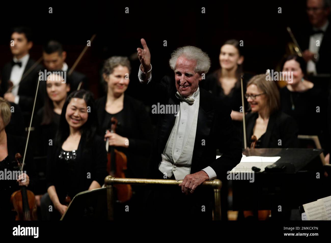 In this Feb. 14, 2019 photo, Benjamin Zander gestures to the audience ...