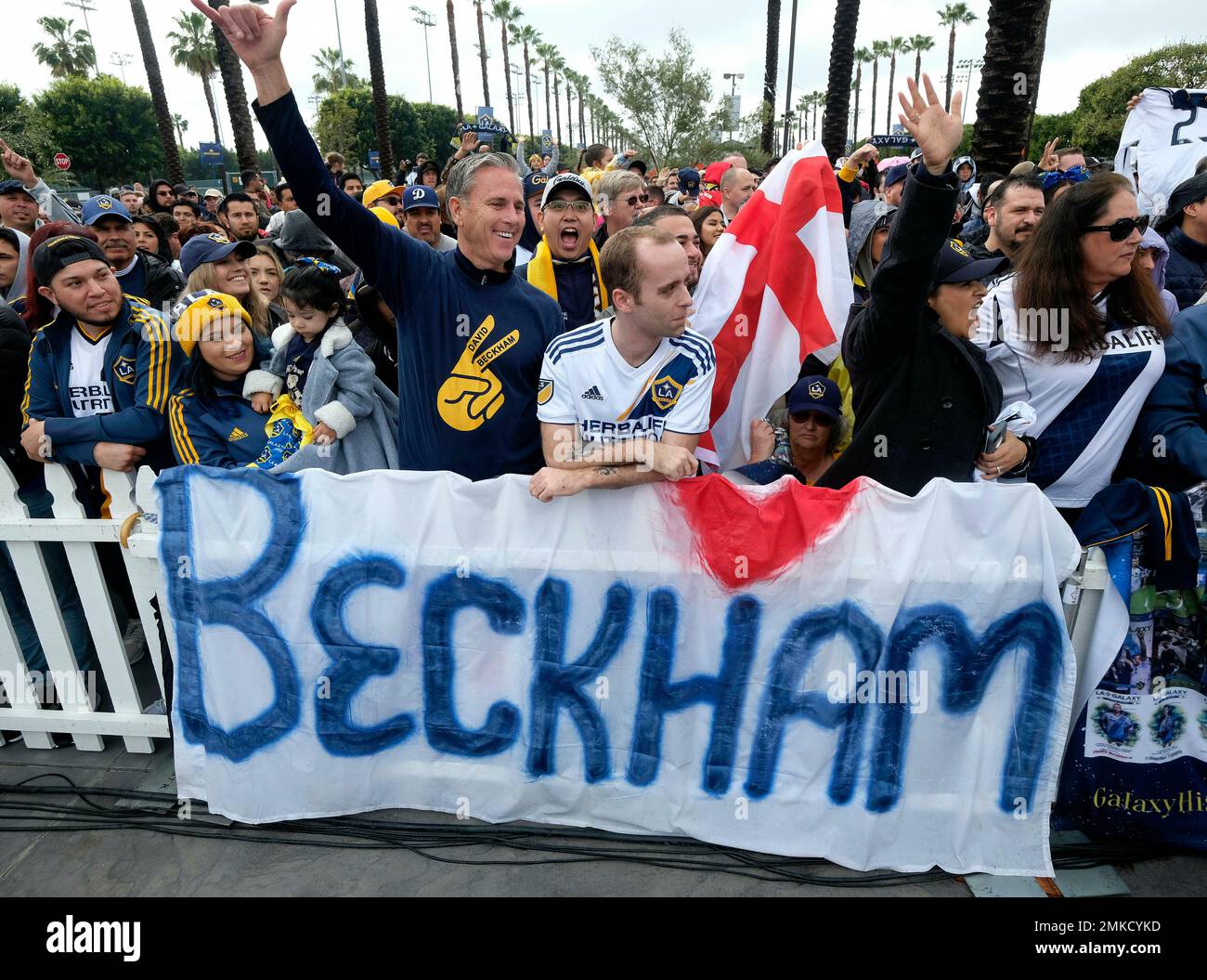 Fans attend an LA Galaxy David Beckham statue MLS soccer ceremony at ...