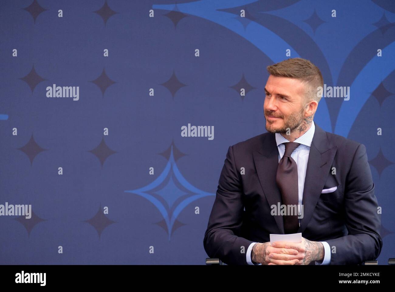 David Beckham attends an LA Galaxy David Beckham statue MLS soccer ...