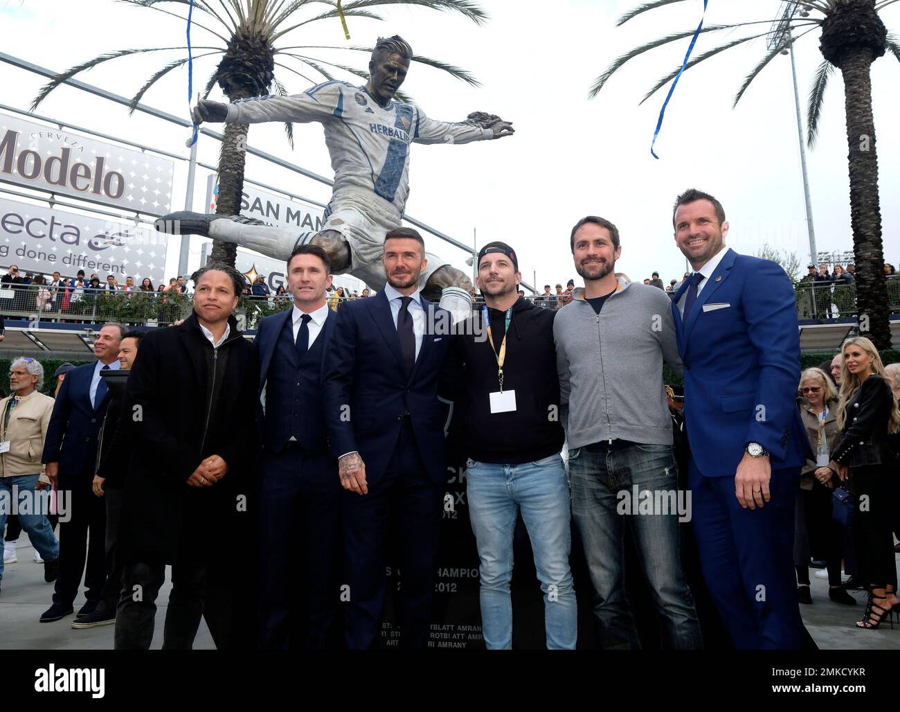 Cobi Jone,left, Robbie Keane, second from left,, David Beckham, third ...