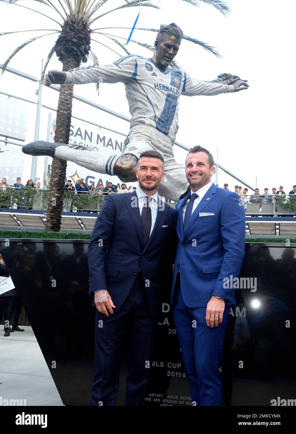David Beckham, left, and Chris Klein pose with the newly unveiled ...
