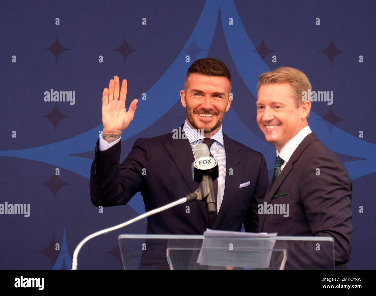 Former David Beckham, left, and Rob Stone attend an LA Galaxy David ...