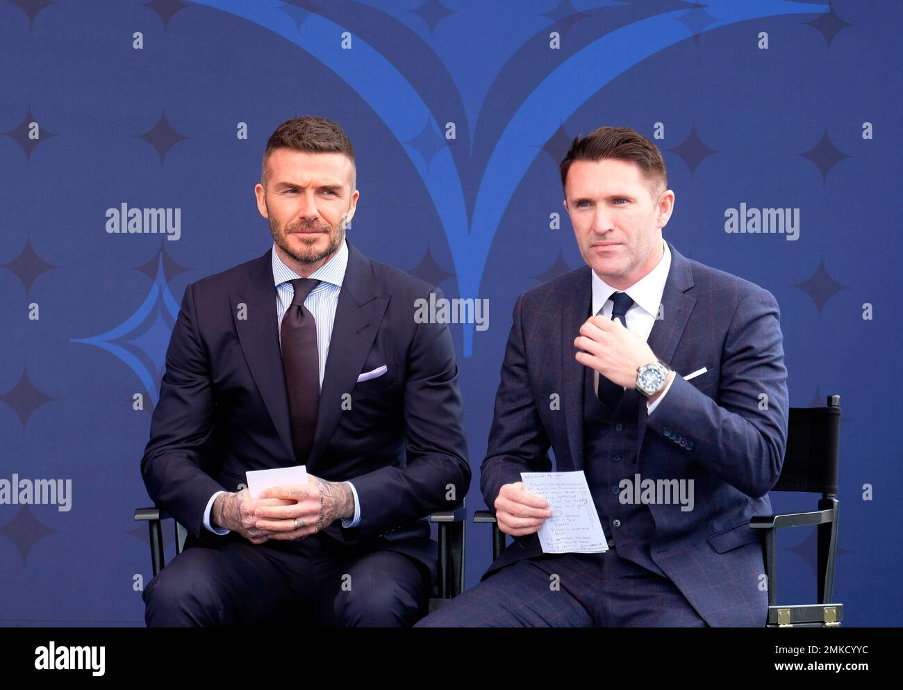 David Beckham, left, and Robbie Keane attend an LA Galaxy David Beckham ...